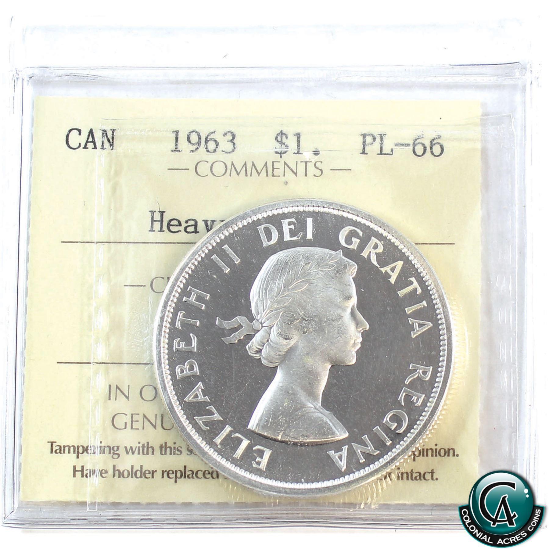 Silver $1 1963 ICCS Certified PL-66 Heavy Cameo. A bright, beautifully ...
