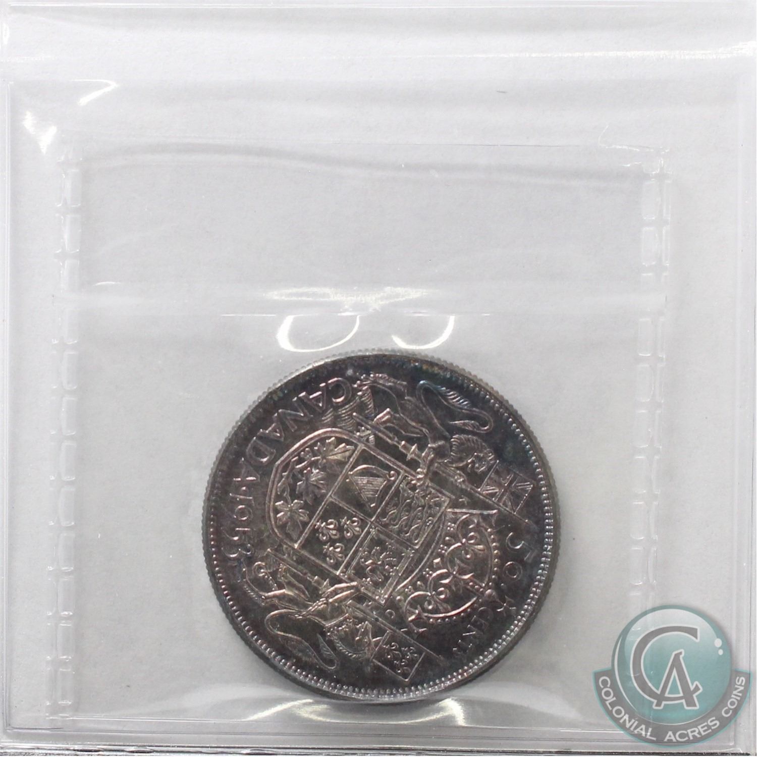 1953 Canada 50-cent LD SF ICCS Certified MS-64. Attractive blue toning ...