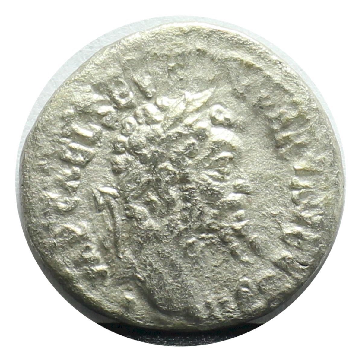 Rome 198 AD Silver Denarius; Septimius Severus; EF; Reverse - 'Victory'