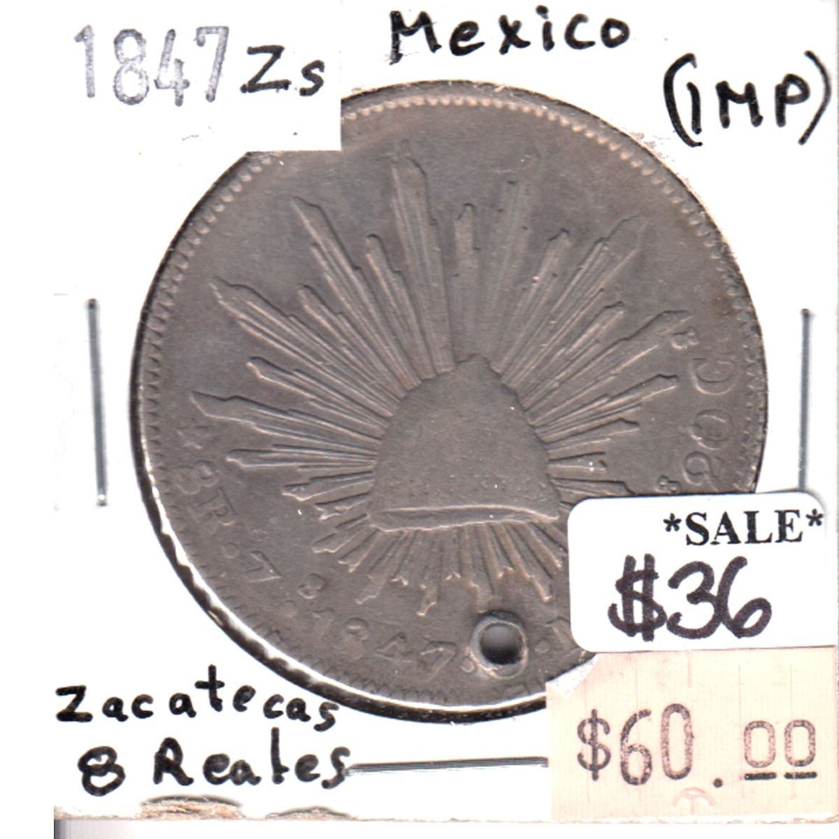 Mexico 1847-Zs Mexico Zacatecas 8 Reales (impaired)
