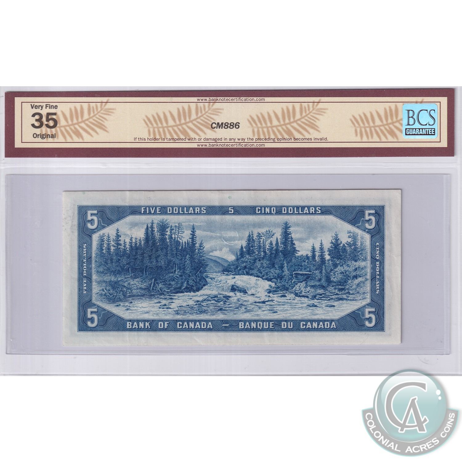 1954 $5 BC-31b, Beattie-Coyne, Devil's Face, S/N: D/C6733318, BCS Certified VF-35 Original