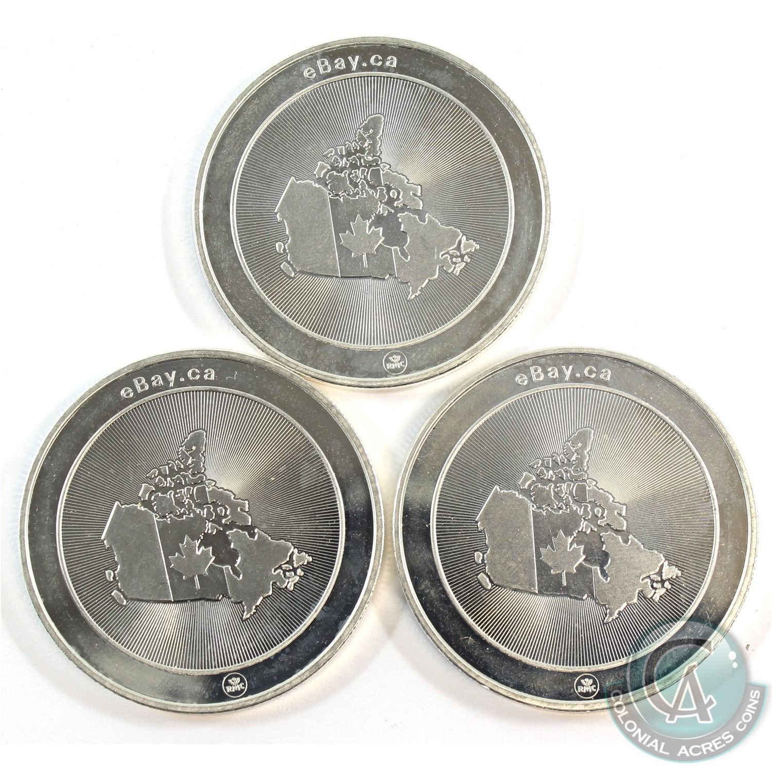 3x Ebay.ca Canada 1oz. .999 Fine Silver Round with map of Canada (Tax ...