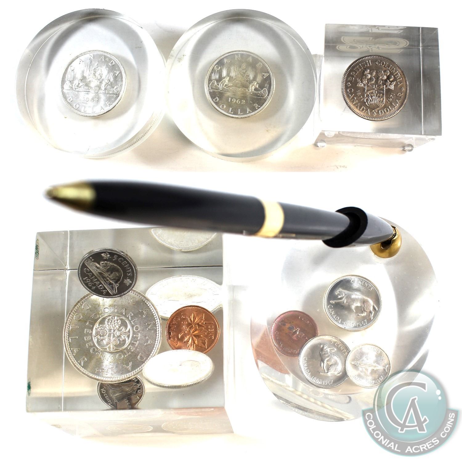 Estate Lot 1962-1971 Canada Coin Collection in Acrylic Paperweight ...