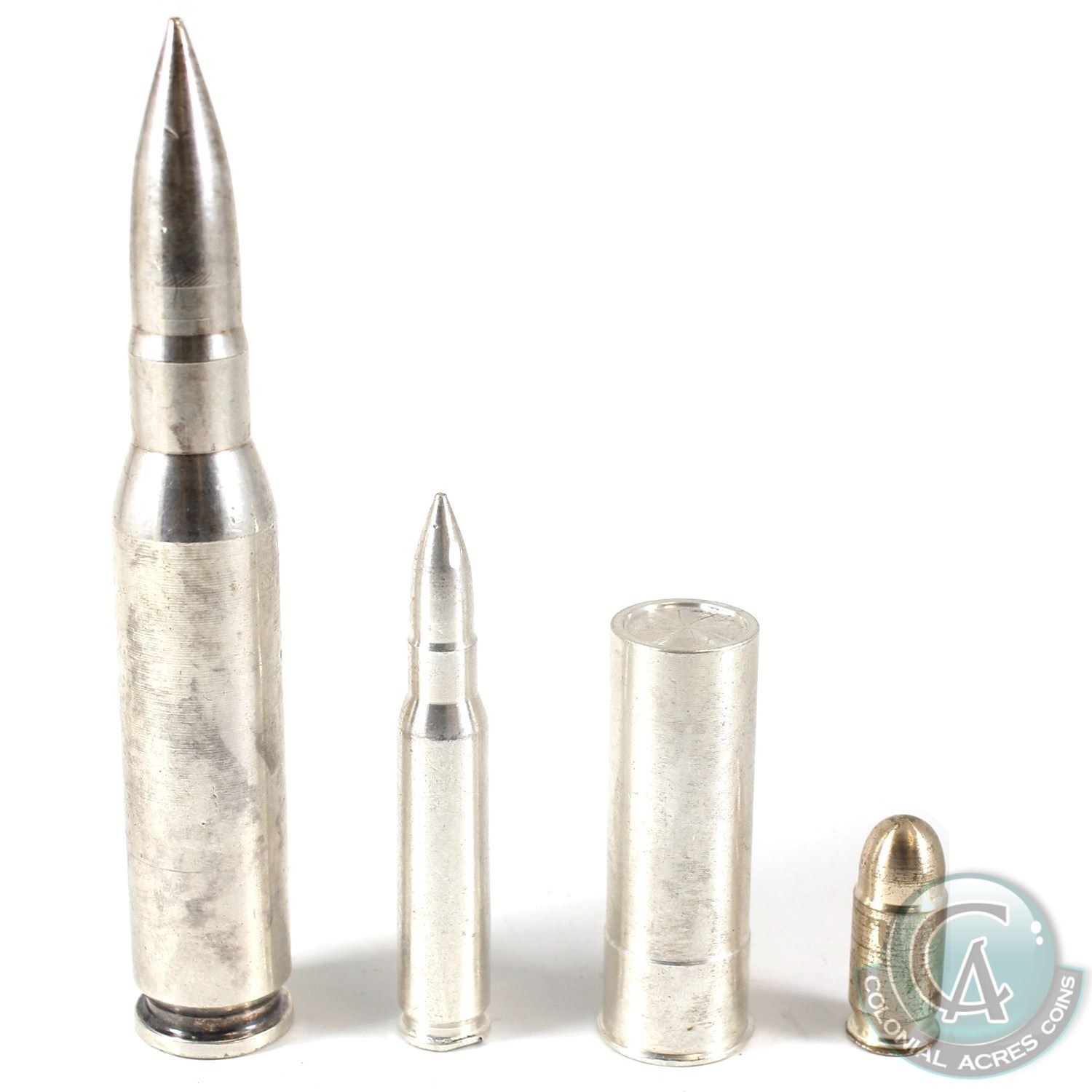 Silver Bullets - 1oz .45 Caliber, 2oz .308 Caliber, 5oz 12 Gauge Shell ...