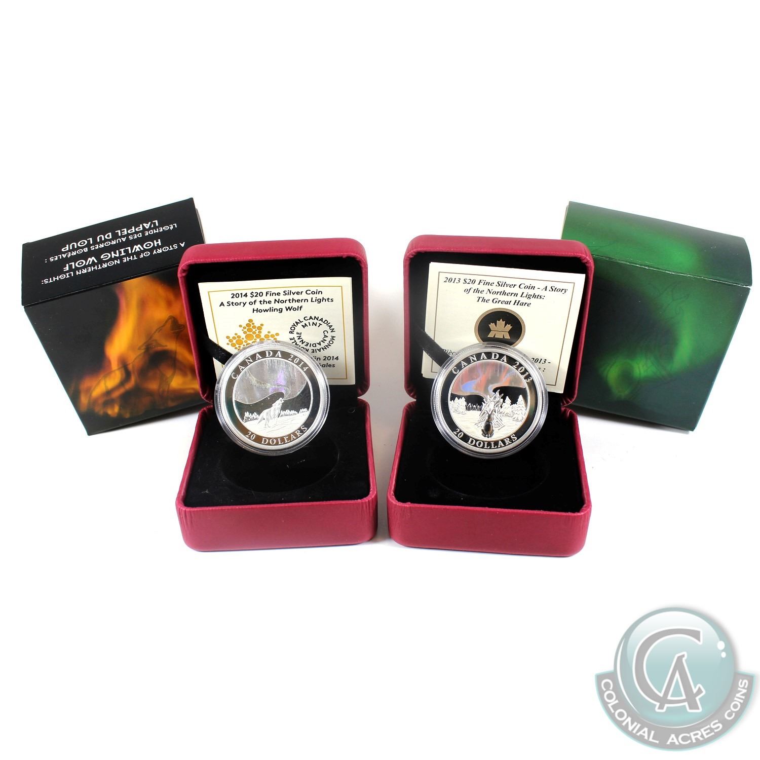 2013 & 2014 Canada $20 Story of the Northern Lights Fine Silver Coins ...