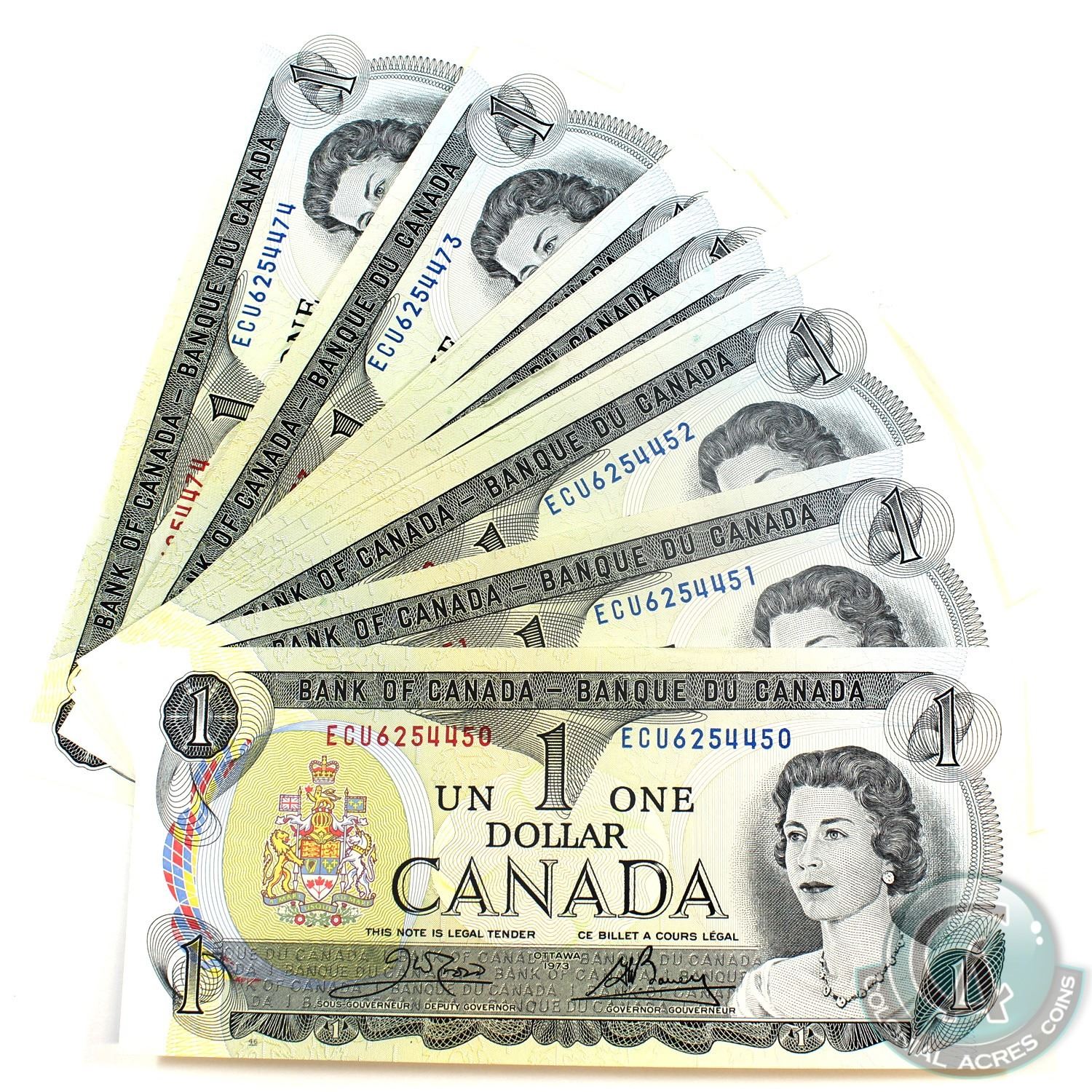 25x 1973 1 BC 46b Bank Of Canada Notes With Consecutive Serial 25x-1973-1-bc-46b-bank-of-canada-notes-with-consecutive-serial