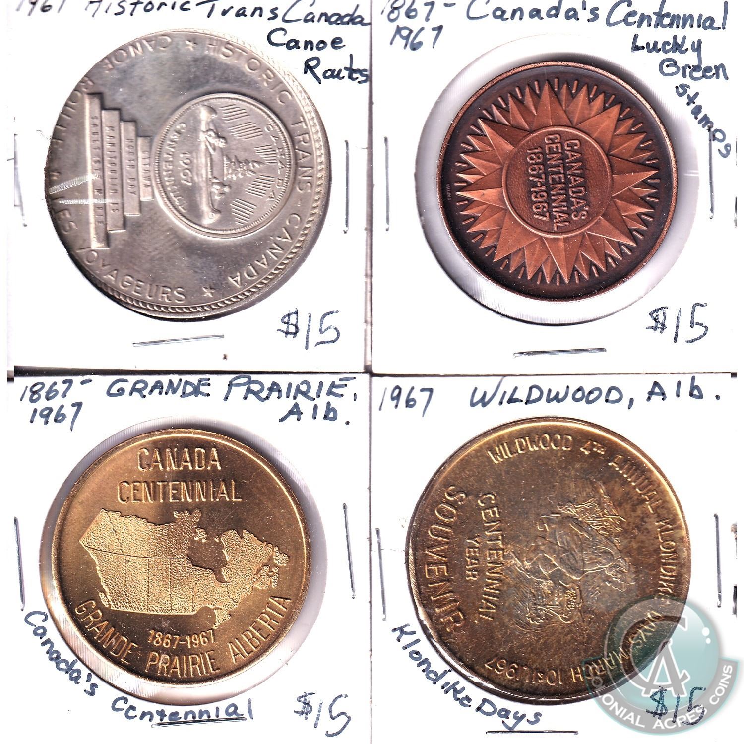 Lot of 4x Different 1967 Canada Centennial Medals. You will receive ...