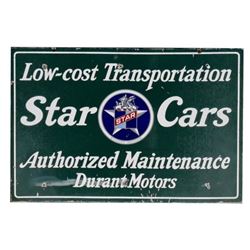 Star Cars Durant Motors Porcelain Sign
