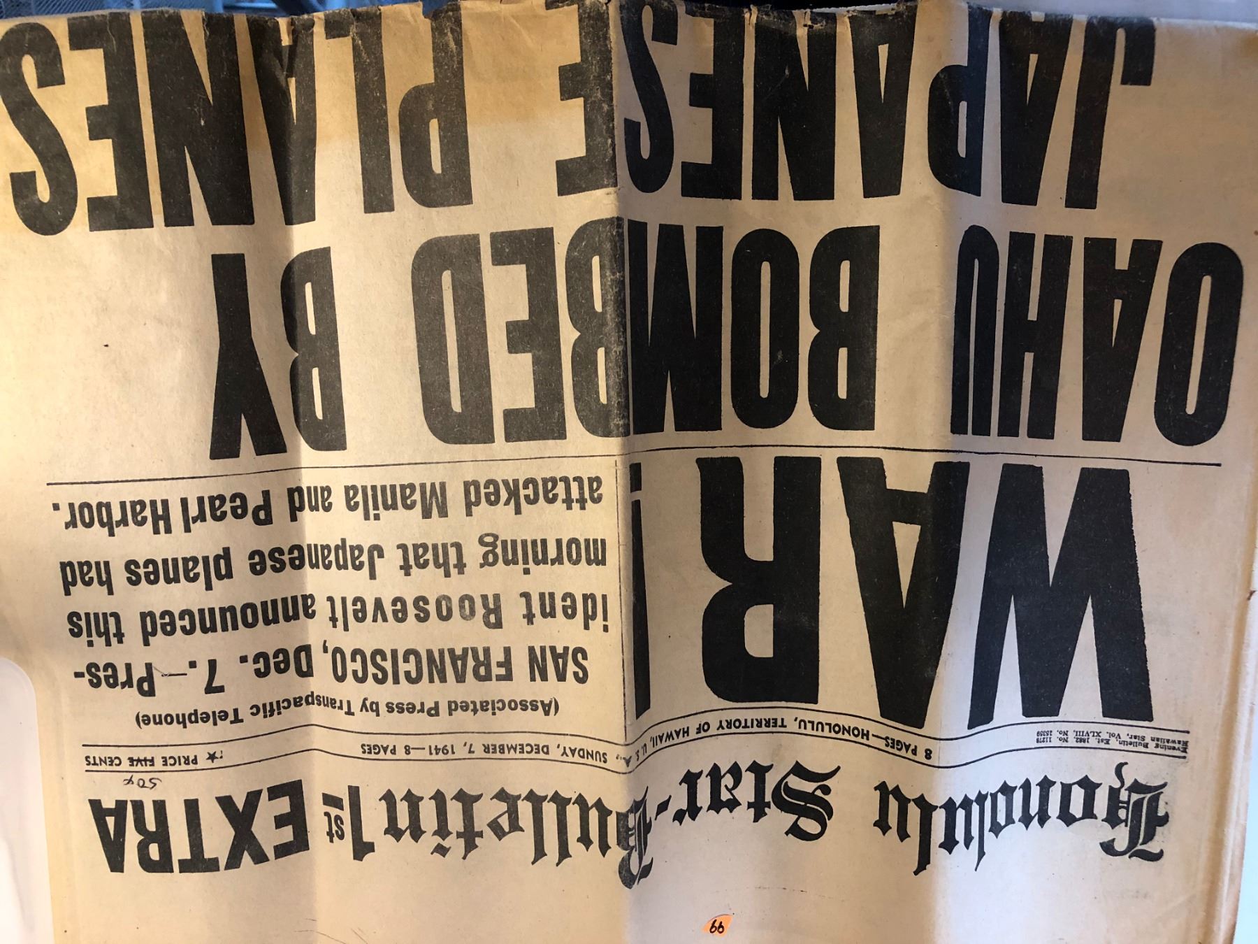 Rare December 7 1941 Honolulu Star Newspaper Pearl Harbor Bombed