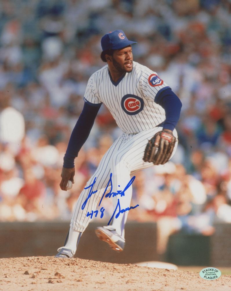 Lee Smith Signed Cubs 8x10 Photo Inscribed "478 Saves" (SOP COA)