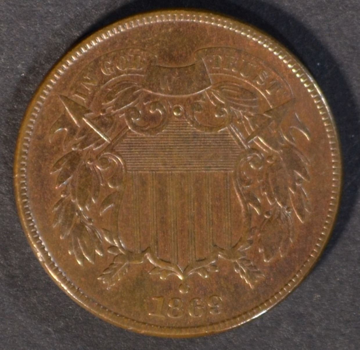 1869 2-CENT PIECE, XF