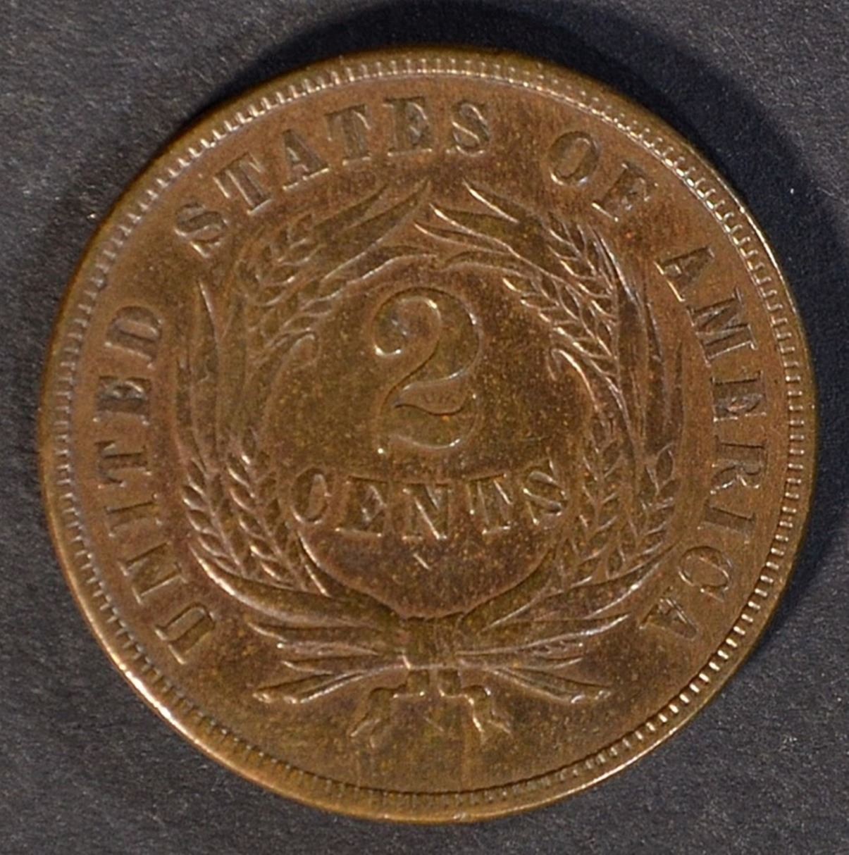 1869 2-CENT PIECE, XF