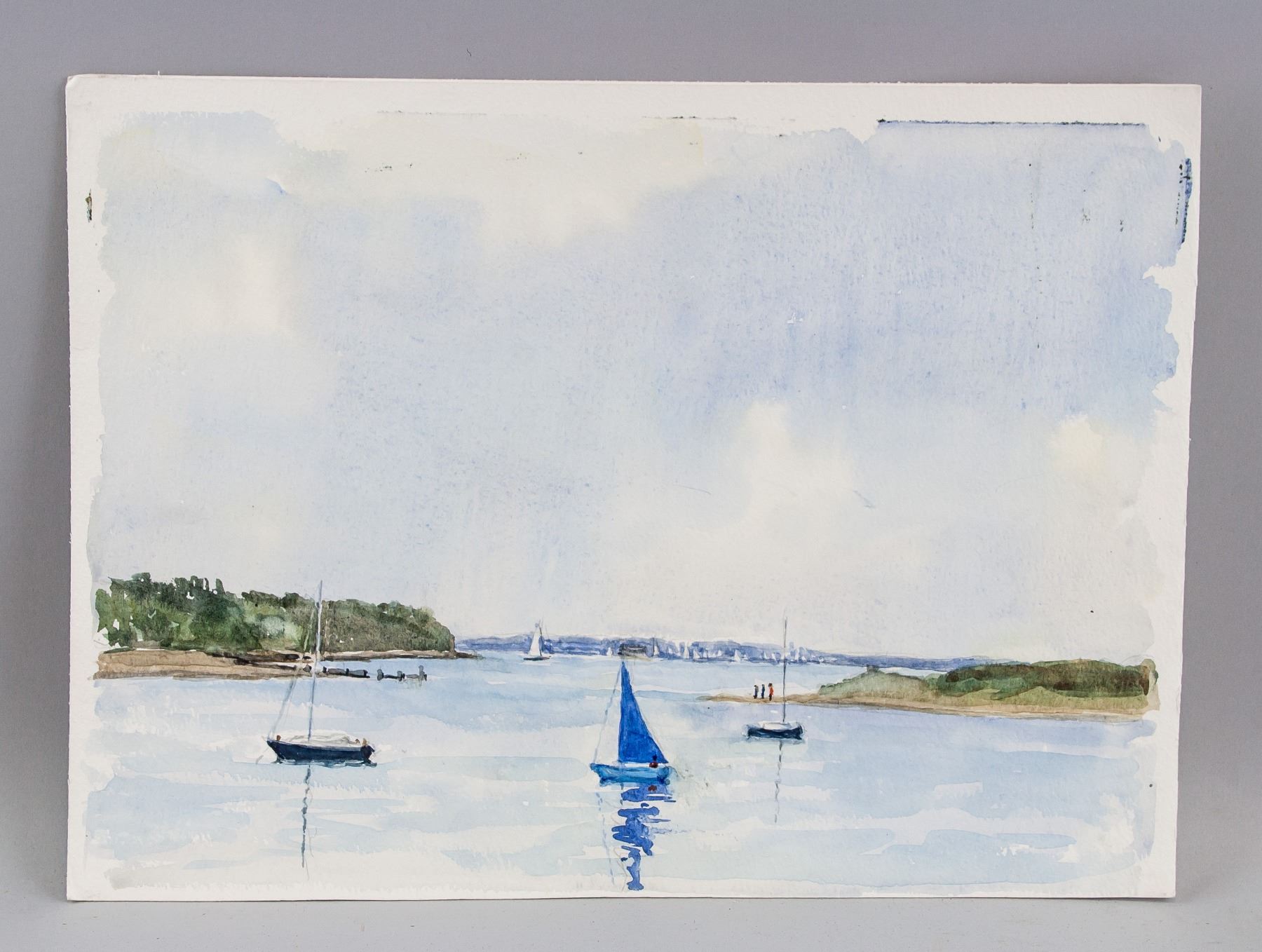 Watercolor Harbor Signed Winifred Nicholson