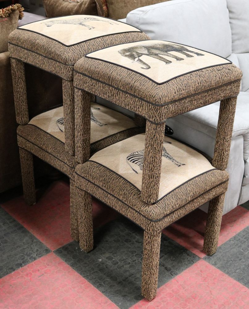 SET OF 4 AFRICAN FOOT STOOLS