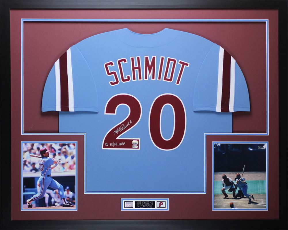 Mike Schmidt Signed Phillies 35x43 Custom Framed Jersey Display ...