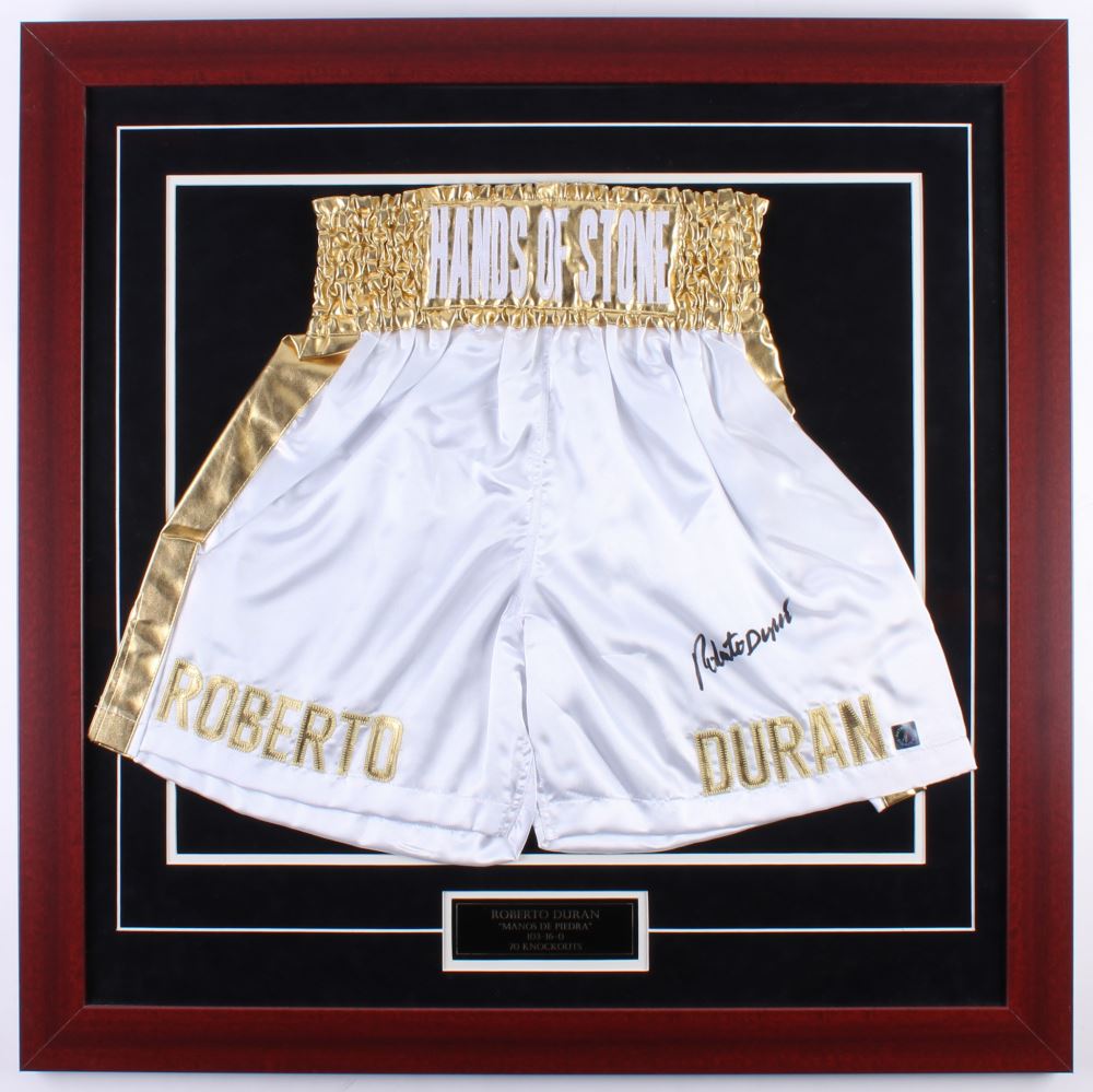Roberto Duran Signed "Hands of Stone" 31.5x31.5 Custom Framed Boxing ...