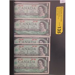 5 Old Canadian Centennial Dollar Bills