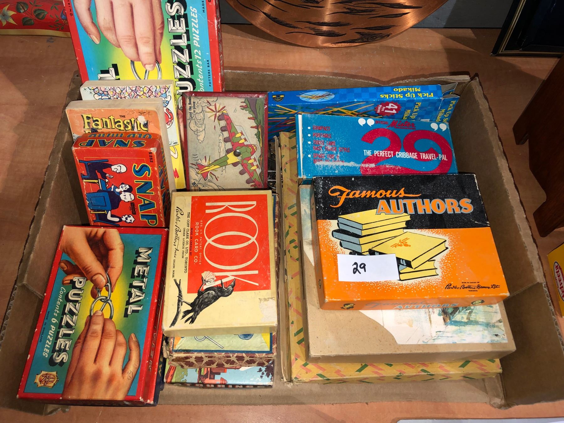 Old parlor games, puzzles, antique typewriter, coca cola TV tray, jello ...