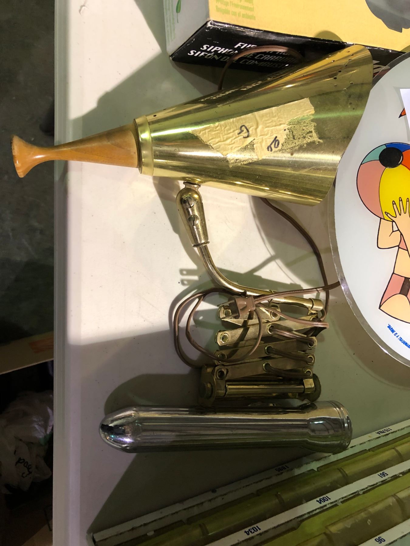 Batman lampshade, Barbie lampshade, Delco cabinet, Delta plumbing fixtures