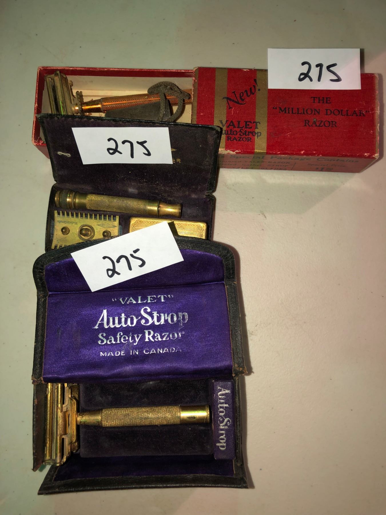 3 safety razors, including the "million dollar Razor"