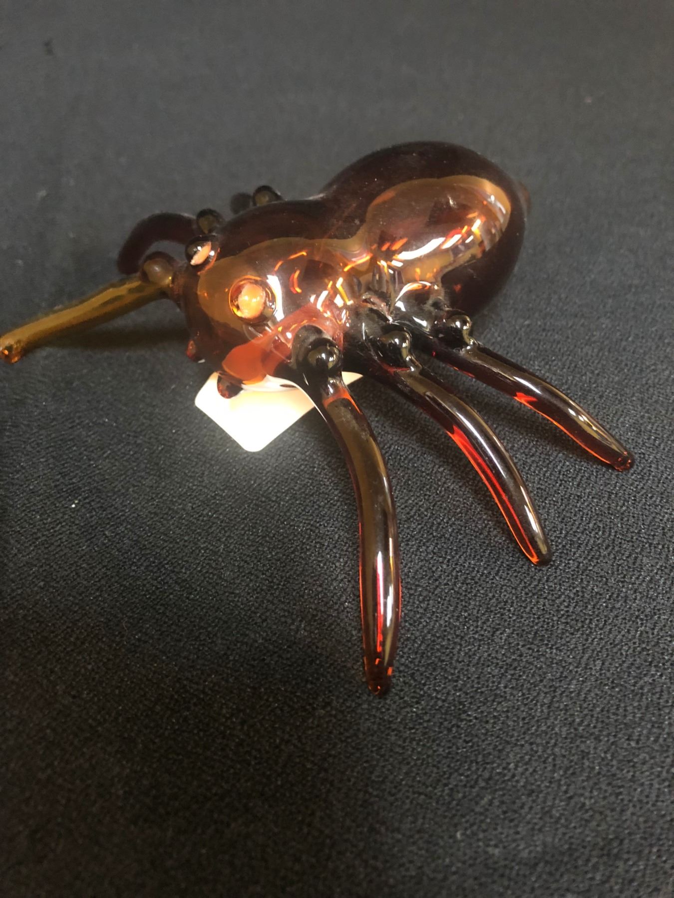 SPIDER AMBER BLOWN GLASS PIPE ART