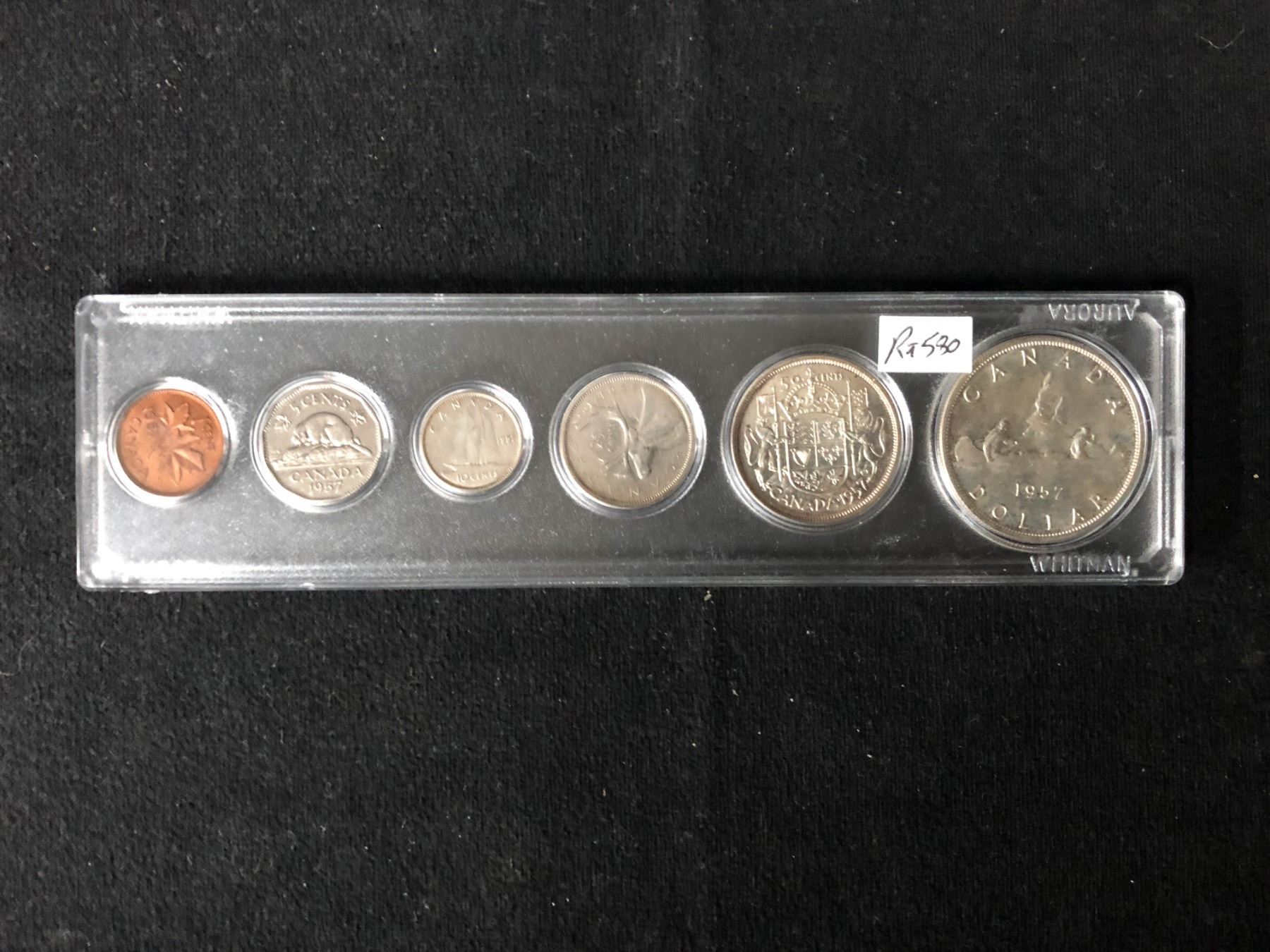 1957 CASED CANADIAN COIN SET .800 SILVER