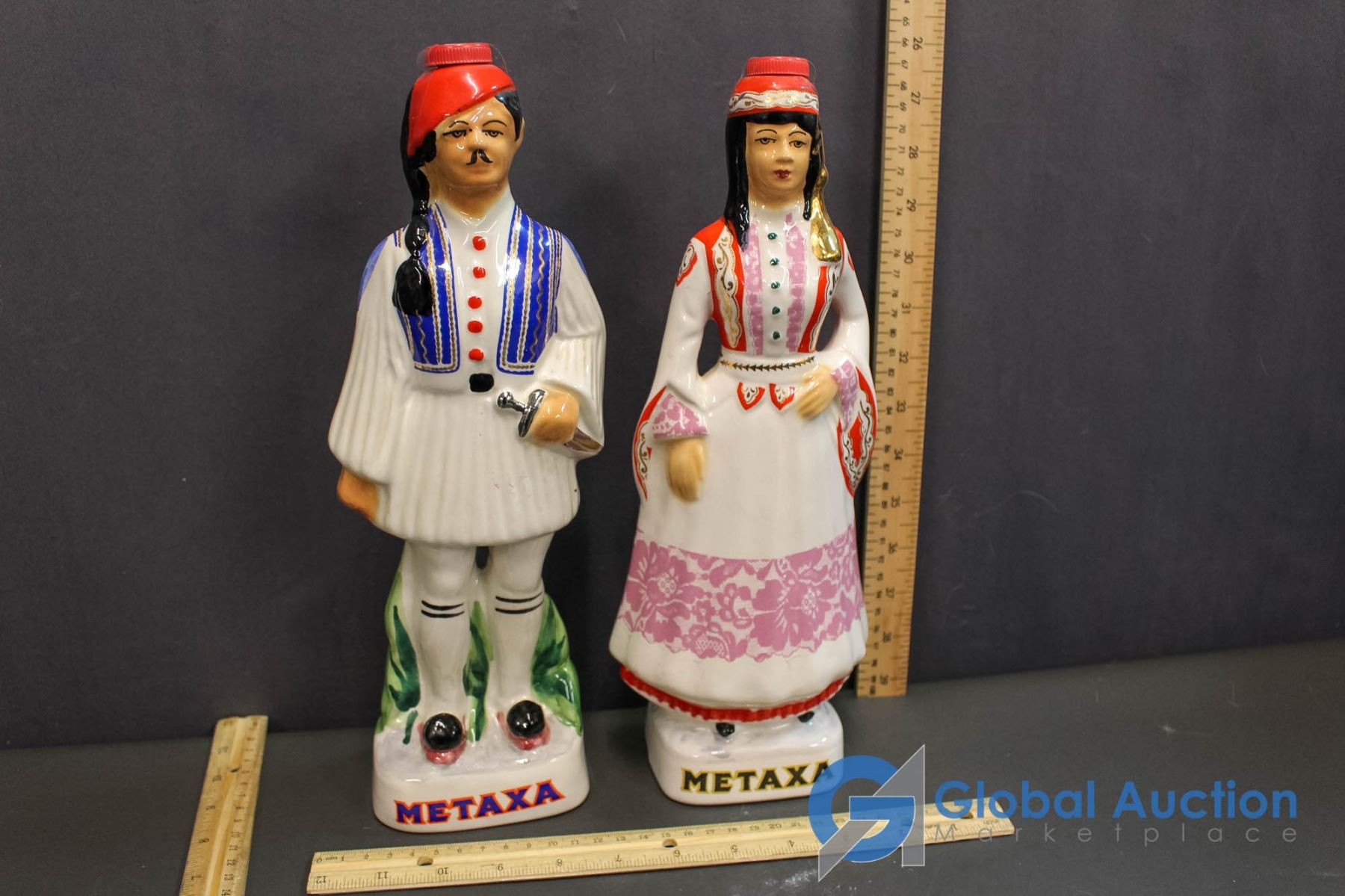 Metaxa Ceramic Figurine Decanters (Made In Greece & Hand Painted)