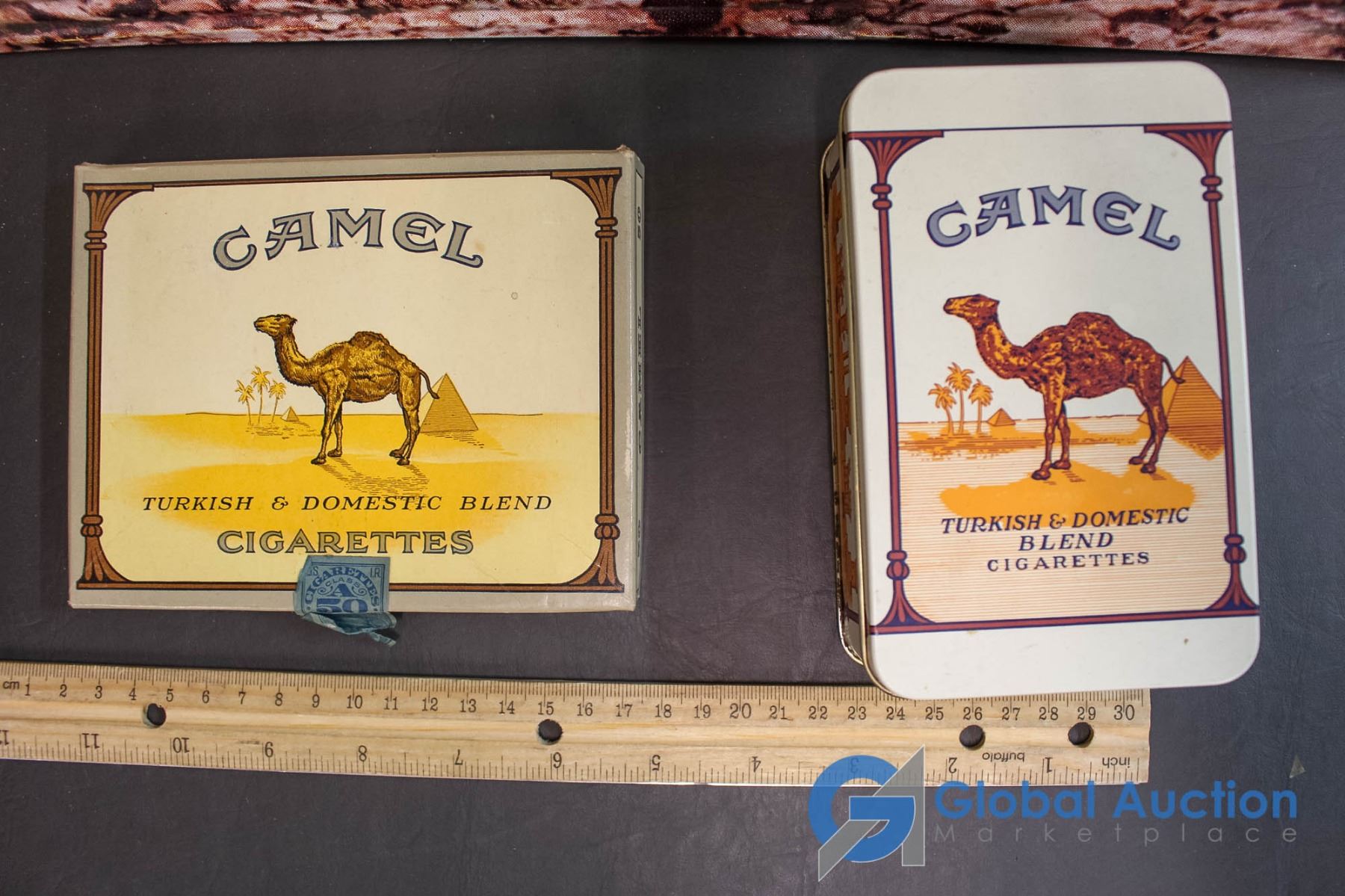 Camel Tins and Embossed Tin Camel Sign