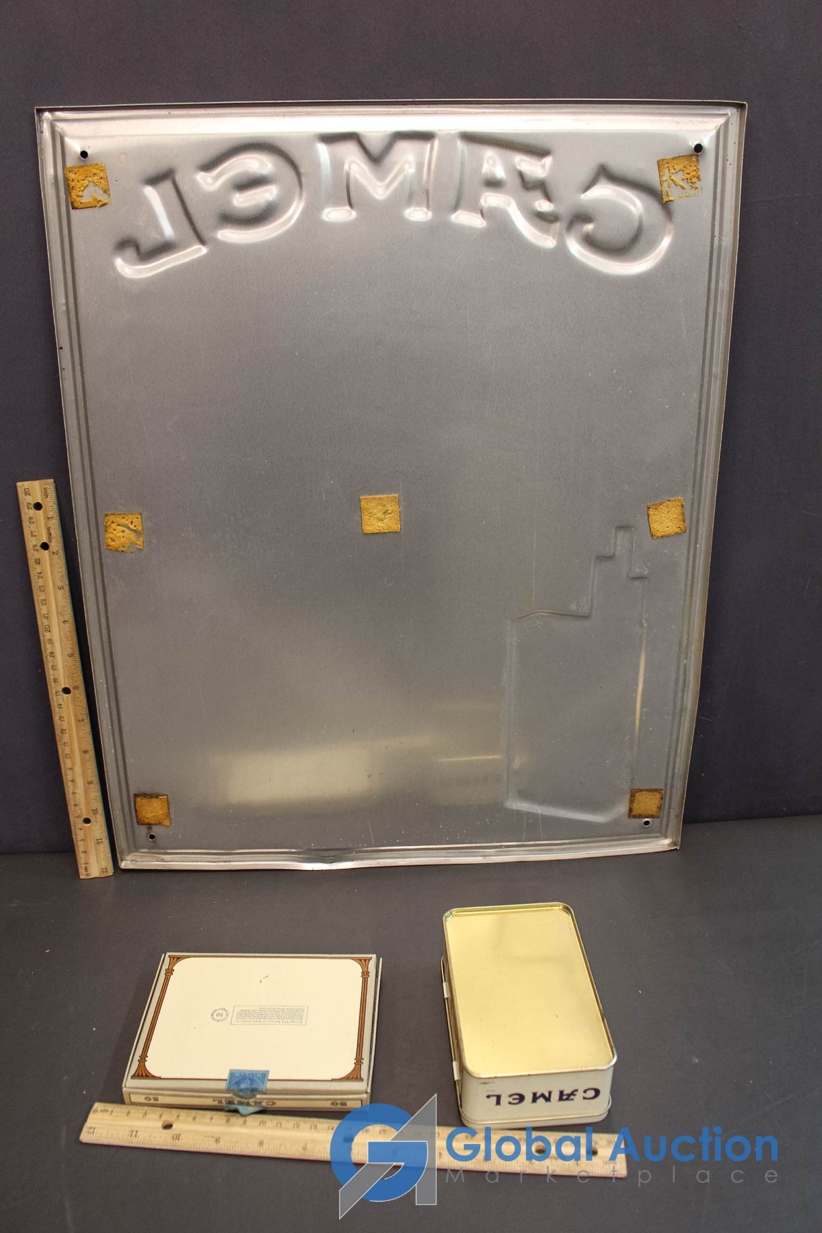 Camel Tins and Embossed Tin Camel Sign