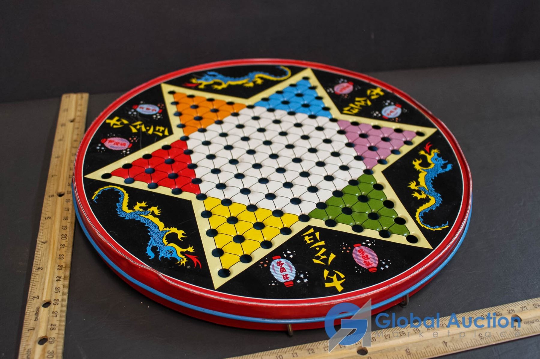 Vintage Chinese Checkers Game - Tin Canister/Board
