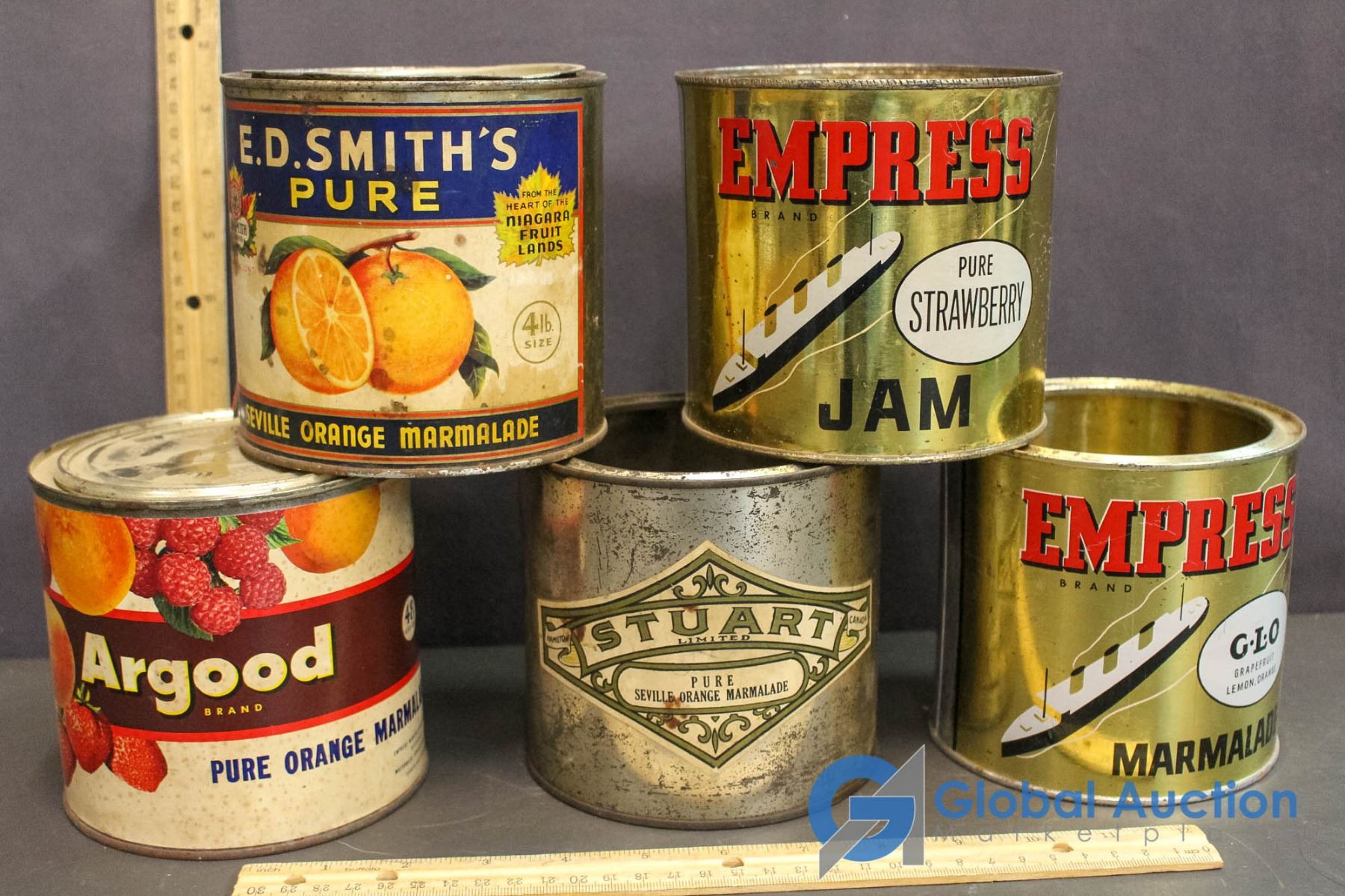 (5) Vintage Jam Cans