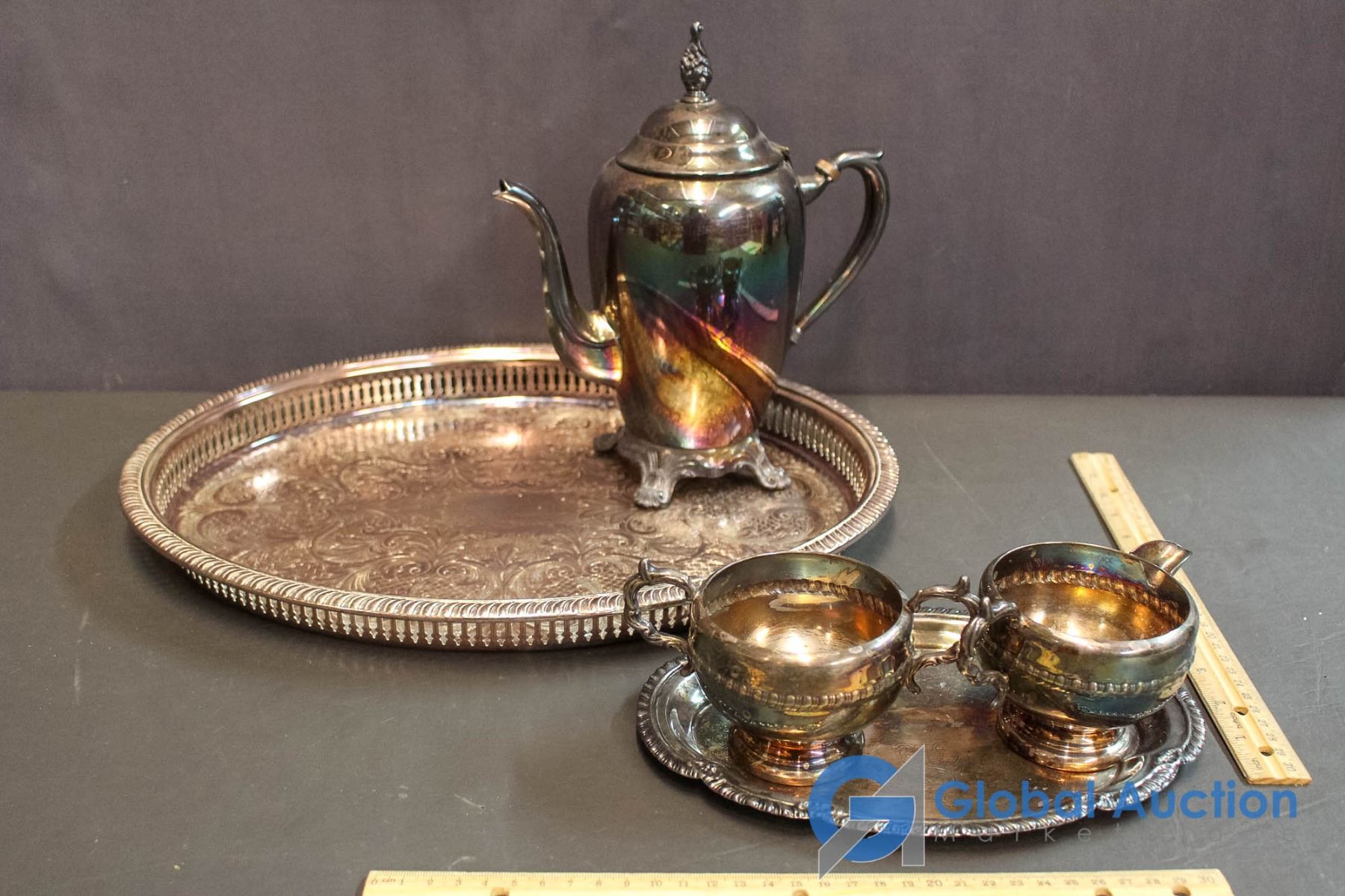 Antique Rodger's Silver Plate Tray, & Serving Set