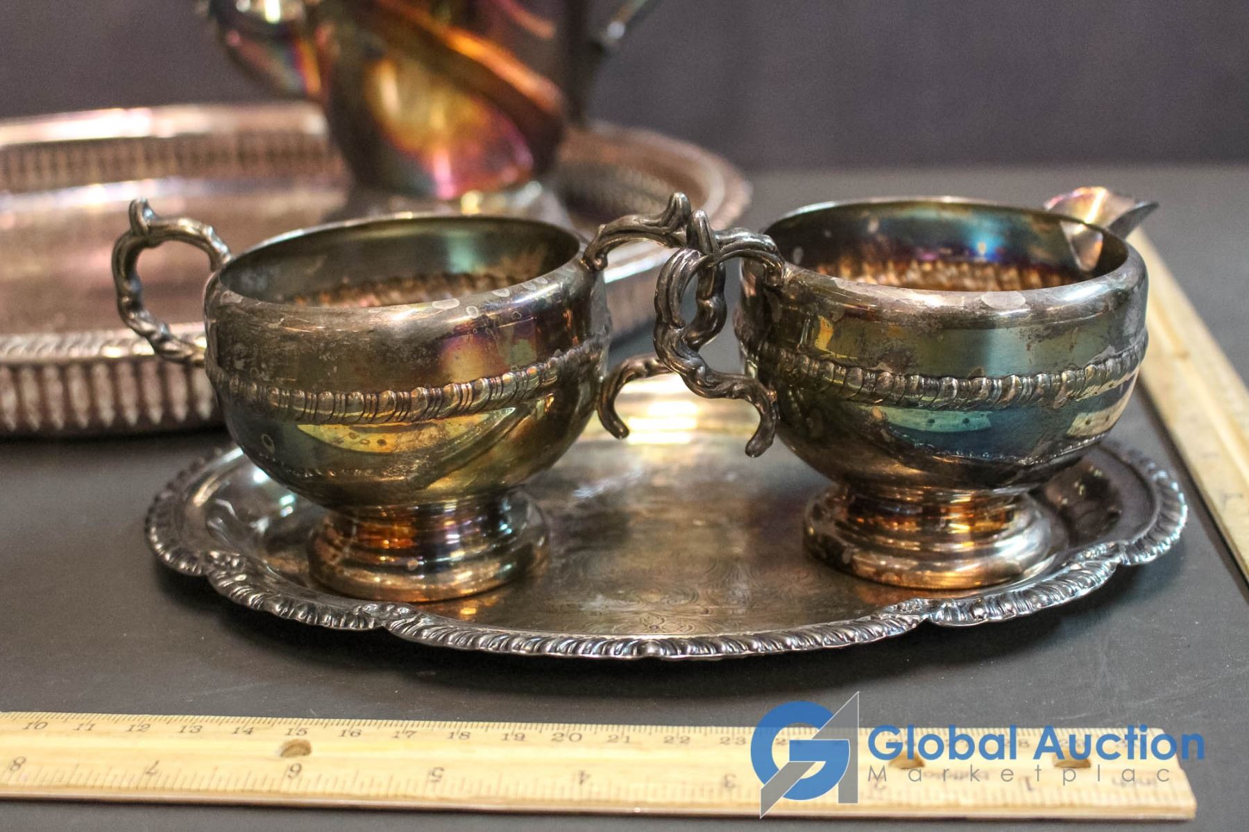 Antique Rodger's Silver Plate Tray, & Serving Set