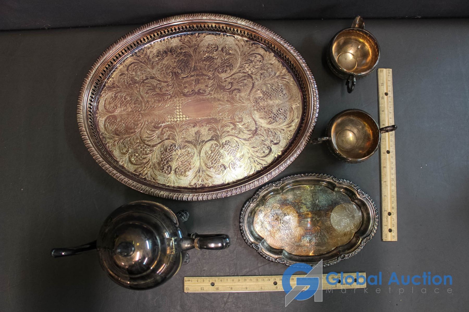 Antique Rodger's Silver Plate Tray, & Serving Set