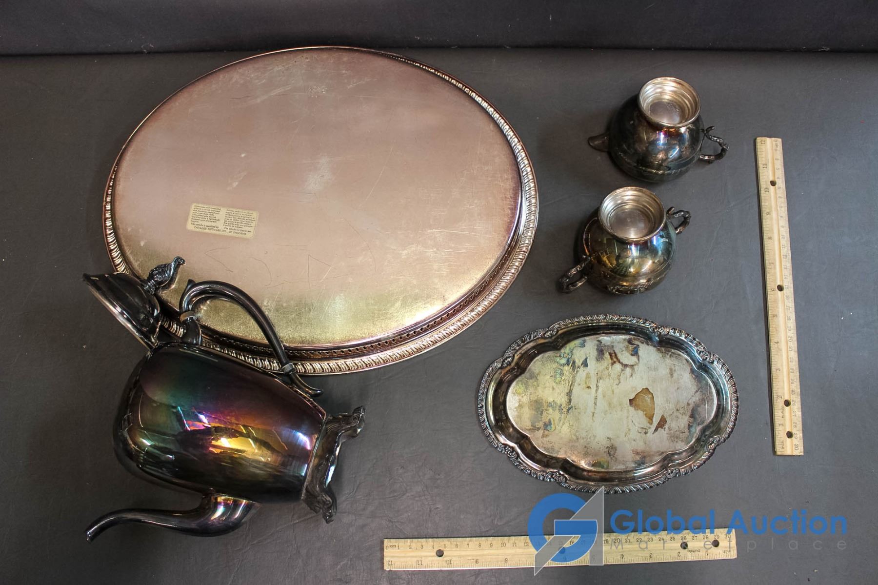 Antique Rodger's Silver Plate Tray, & Serving Set