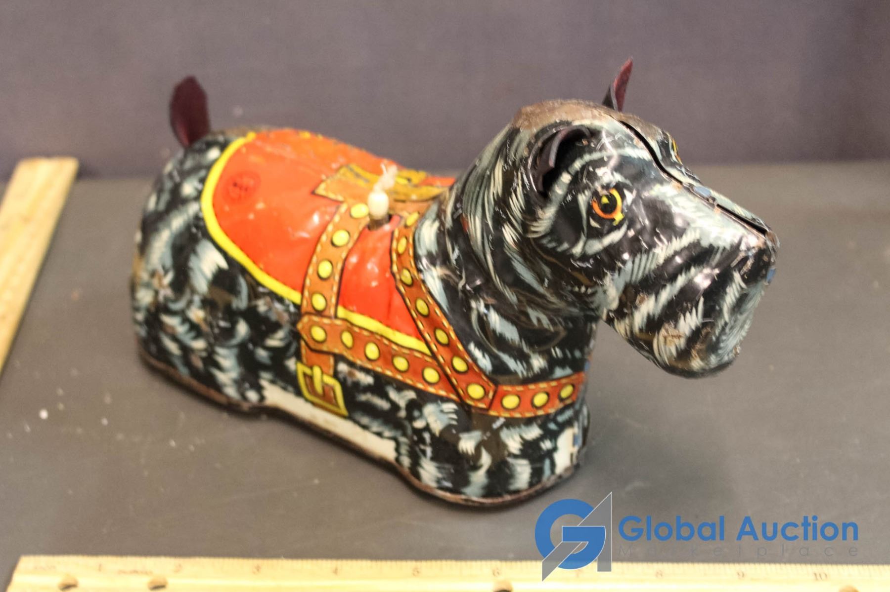 Large Scottie Dog Key Wind Up Tin Toy