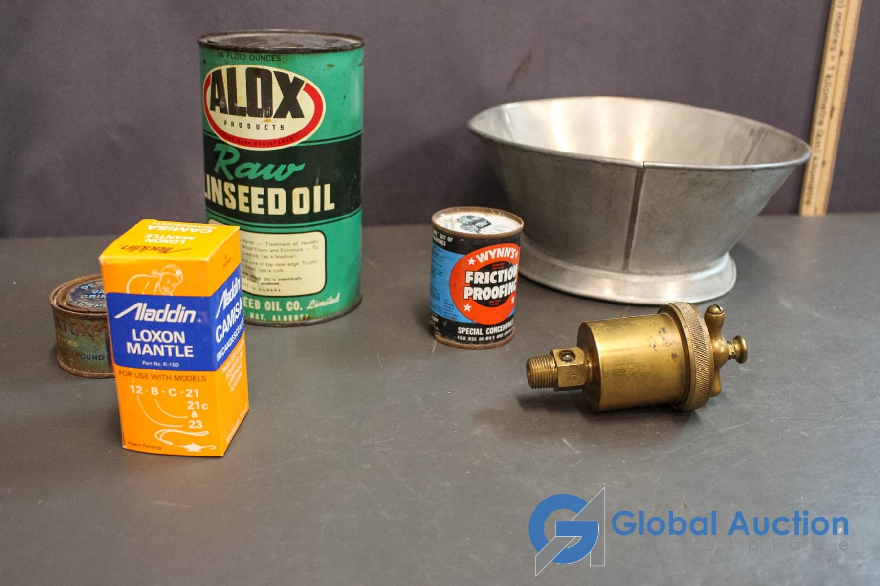 Vintage Automotive - Can of Linseed Oil, Strainer, Wynn's Friction ...