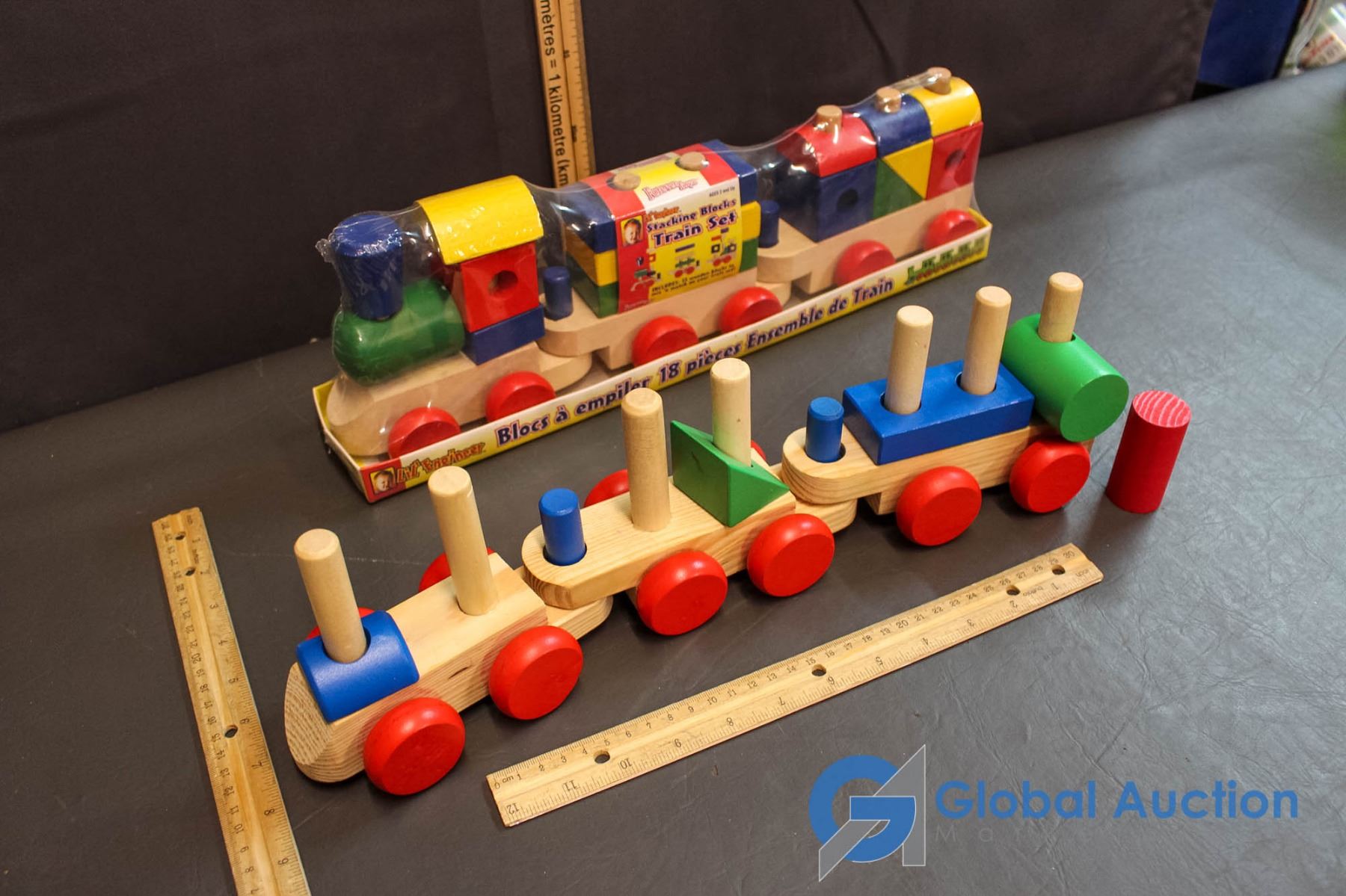 (NIB) Lil' Engineer Stacking Block Train Set & Wooden Block Train (with ...