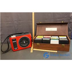 General Electric Power Sound Portable 8-Track Player W/ 8-Track Tapes