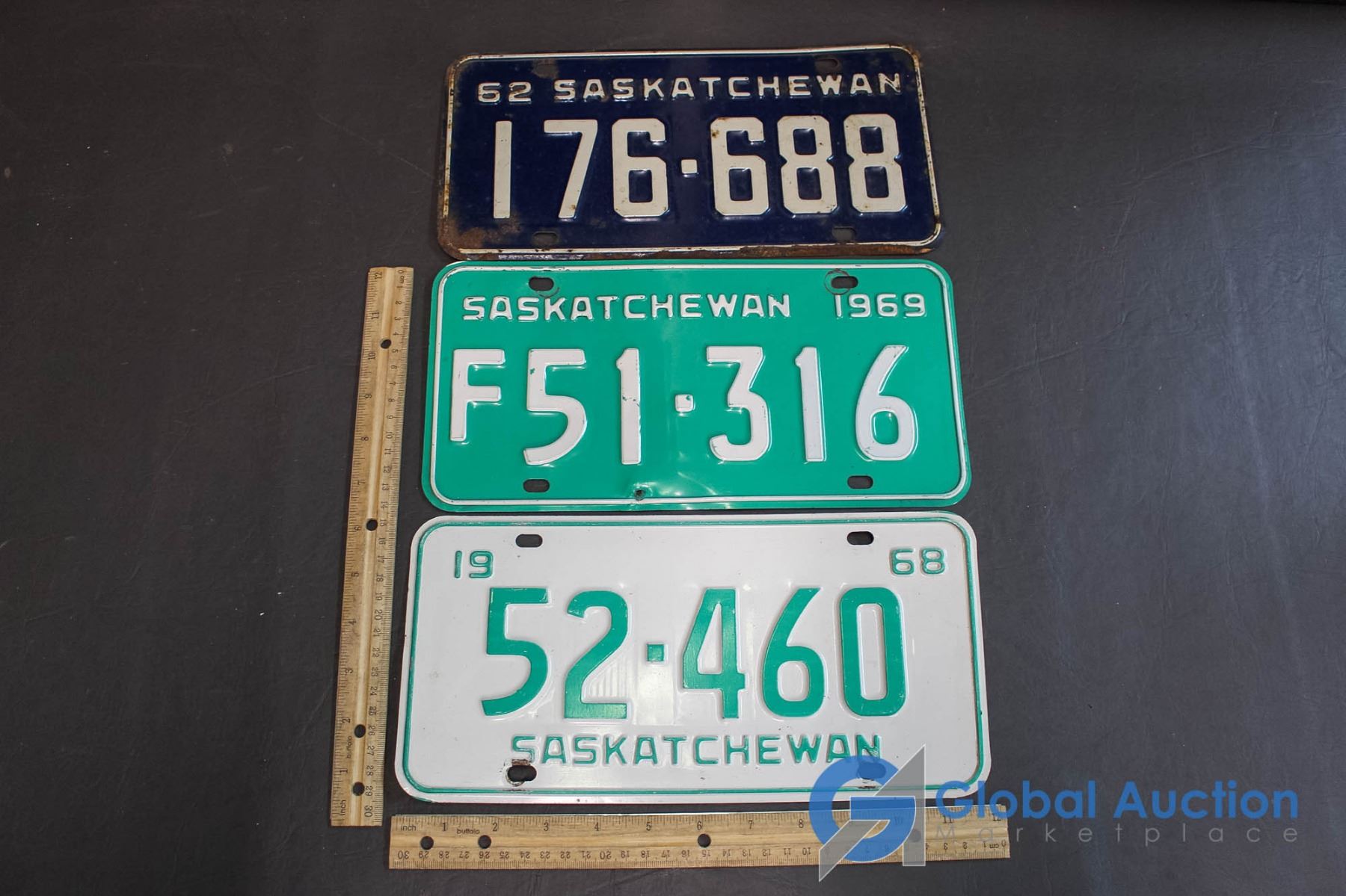 (3) SK License Plates 1962, 1968, 1969