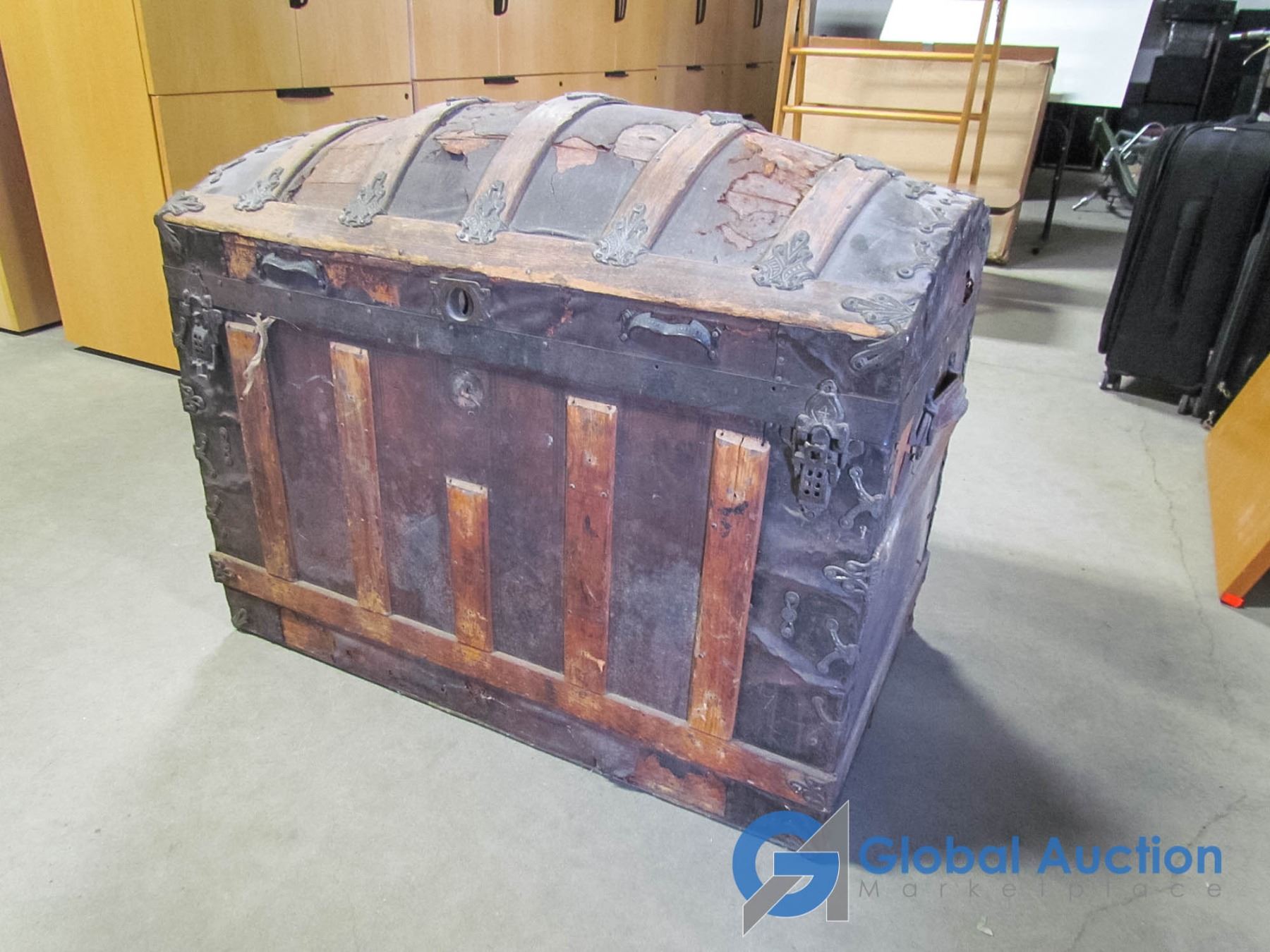 Vintage Wooden Barrel Top Chest