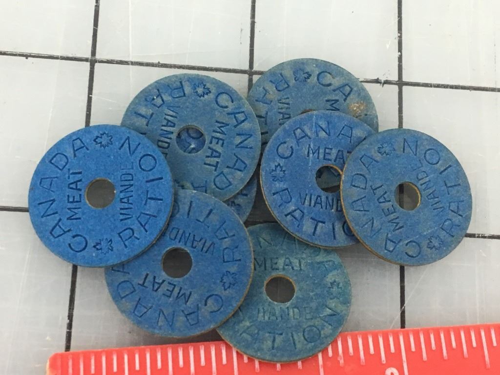 LOT OF 8 (WORLD WAR II) MEAT RATION TOKENS