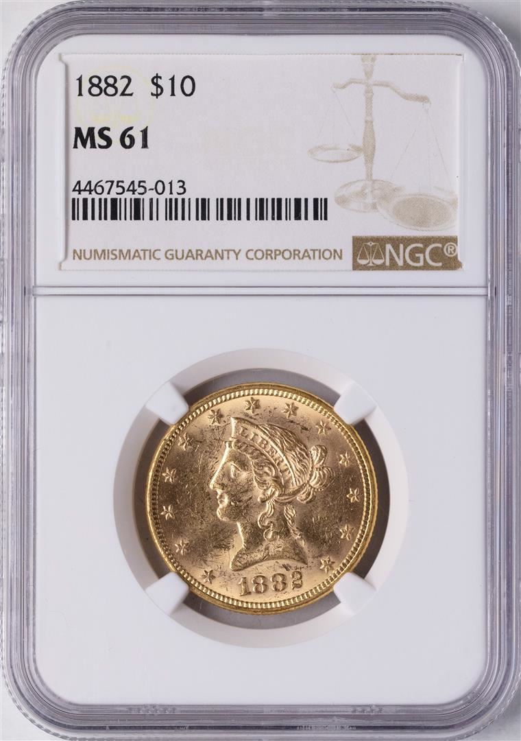 1882 $10 Liberty Head Eagle Gold Coin NGC MS61