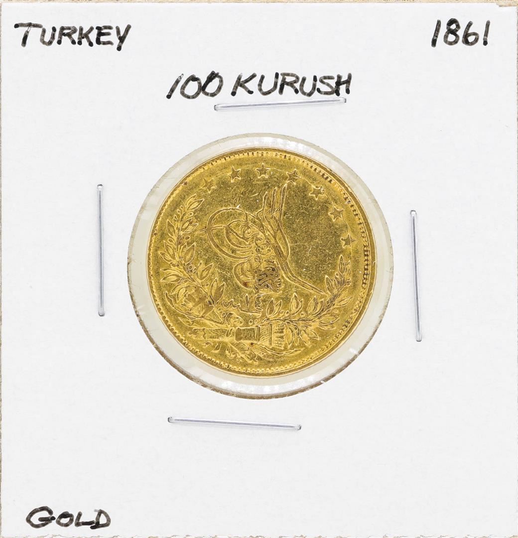 1861 Turkey 100 Kurush Gold Coin