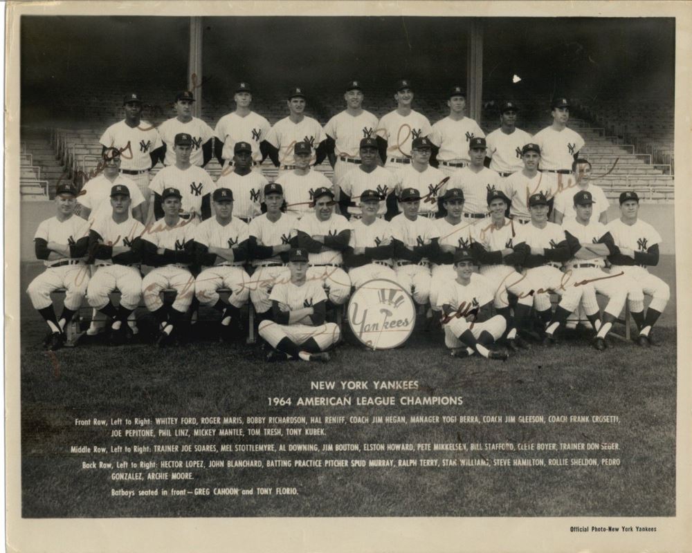 1964 New York Yankees 8x10 Photo Signed by (10) with Mickey Mantle ...