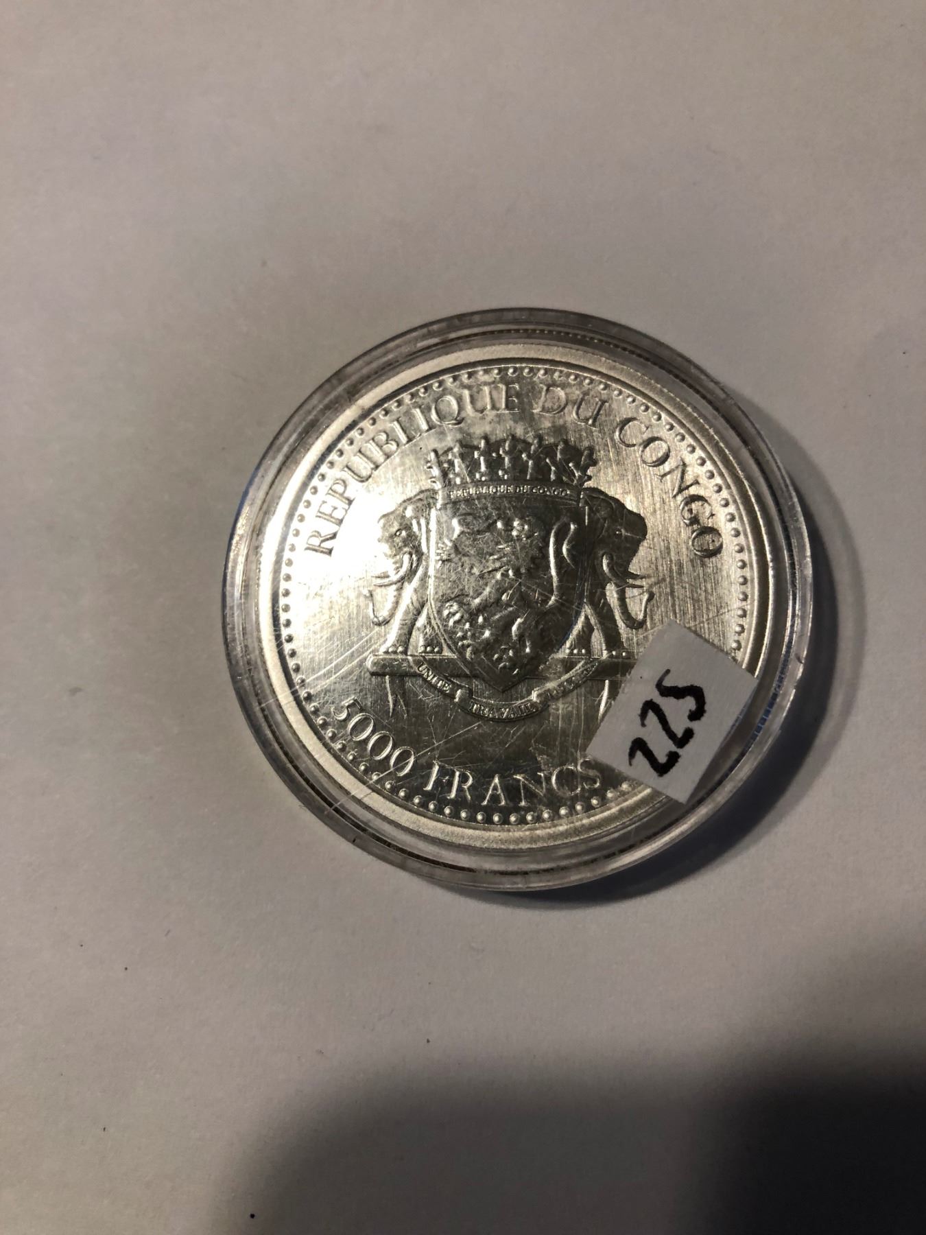 RARE 2015 African CONGO 1oz Silver Proof 5000 Francs GORILLA SILVERBACK