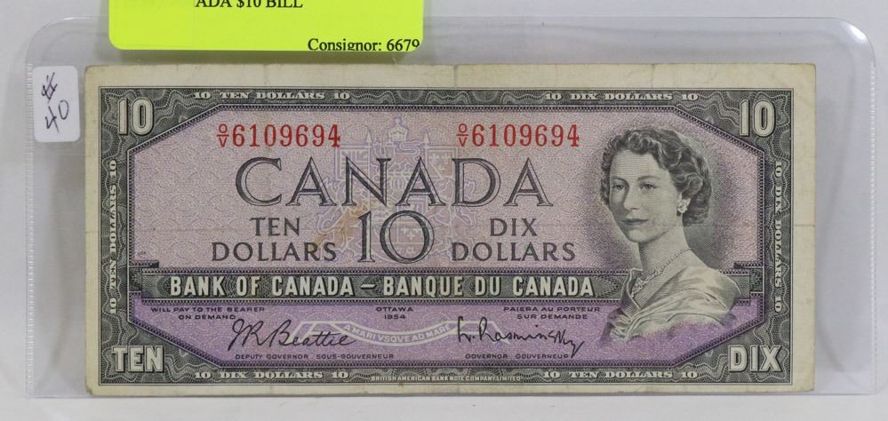 1954 CANADA $10 BILL