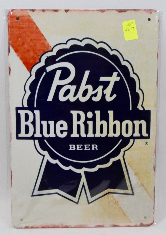 NEW 12" X 8" PABST BLUE RIBBON BEER METAL SIGN - Kastner Auctions