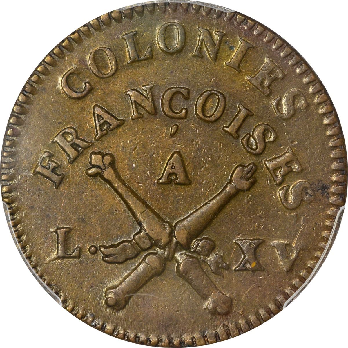 French Colonies. 1767-A Sou. Paris Mint. Copper. No RF Counterstamp. AU ...