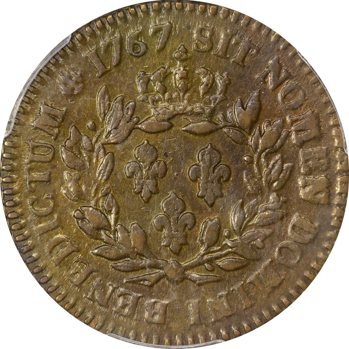French Colonies. 1767-A Sou. Paris Mint. Copper. No RF Counterstamp. AU ...